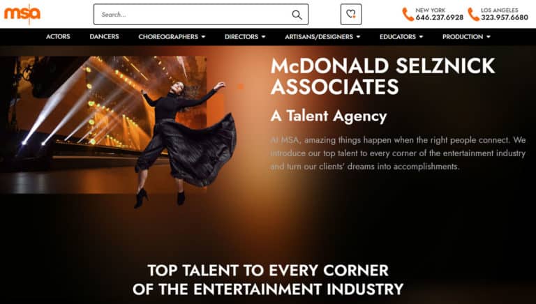 MSA Agency - Custom Web design for dance agencies & managers